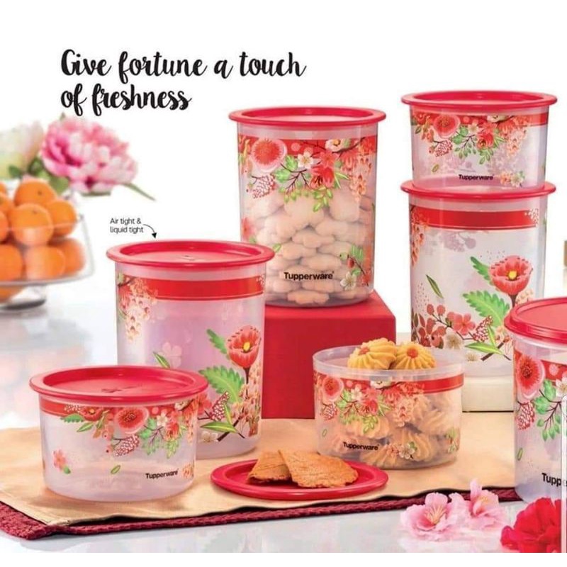 Tupperware Lucky Blooms One Touch Canister Topper balang kuih raya 1.25L 600ML 密封罐子 密封盒子 食物盒 新年年 ...