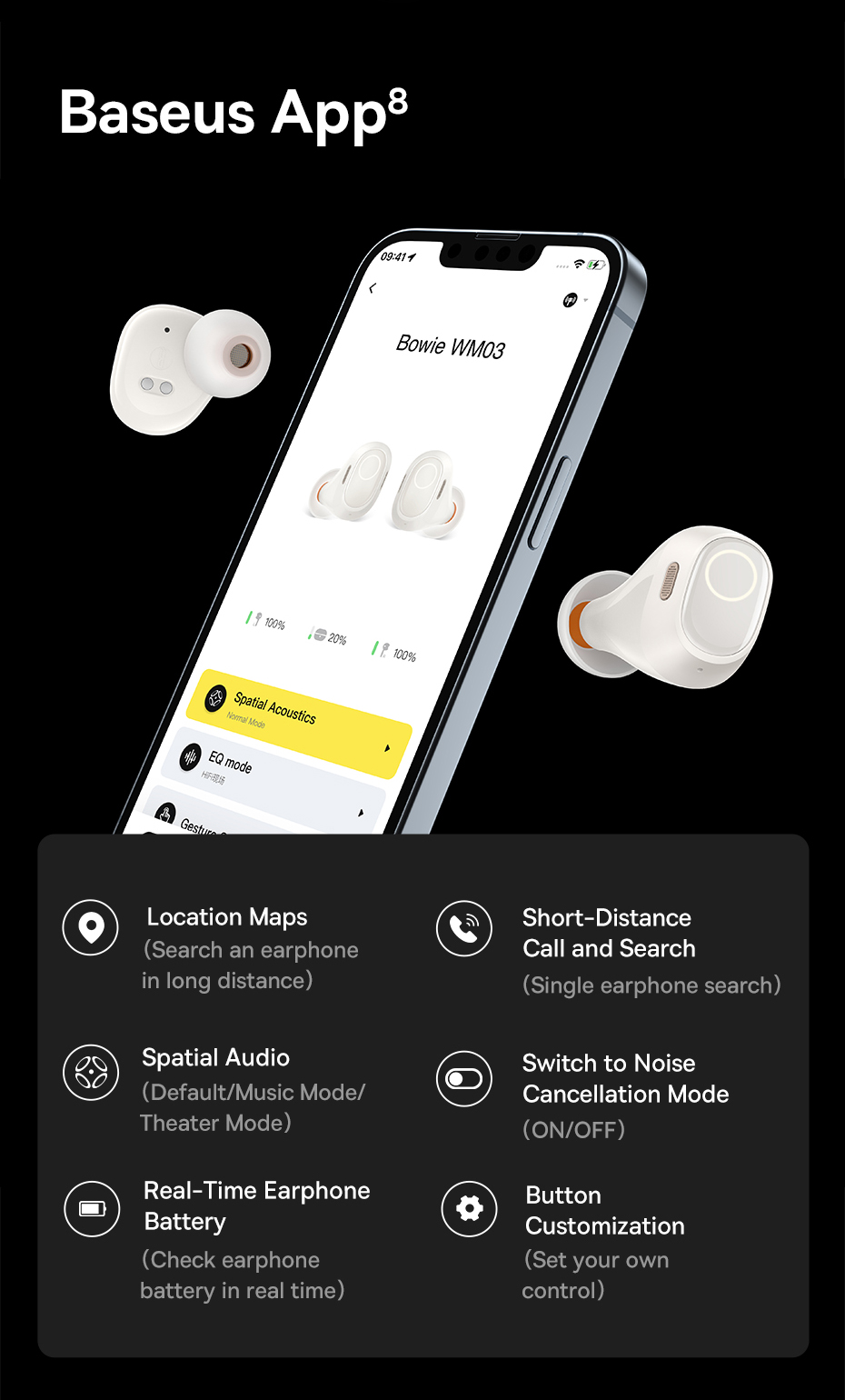Baseus WM03 Wireless Earphones Low Latency 3D Sound Music and Gaming ...
