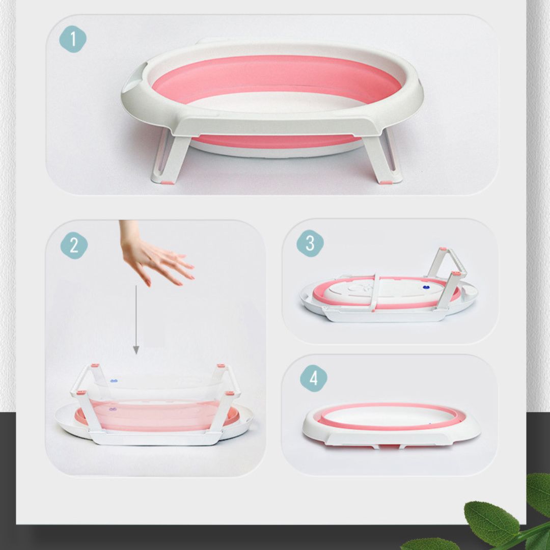 SIMI Foldable Bathtub Baby with Stand Support Set Newborn Collapsible ...