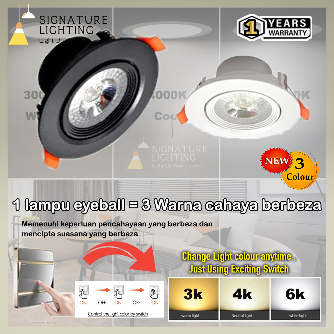 3 Color Led Eyeball 7w / Spot Light 7w ,600Lumen ,Build In 3 warna Led ...