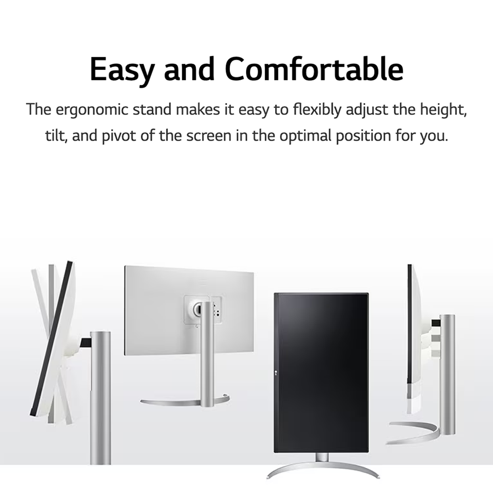 LG 27" 27UP650 IPS 4K UHD HDR10 60Hz Freesync HDR400 Borderless Ergonomic Monitor (60Hz/5ms ...