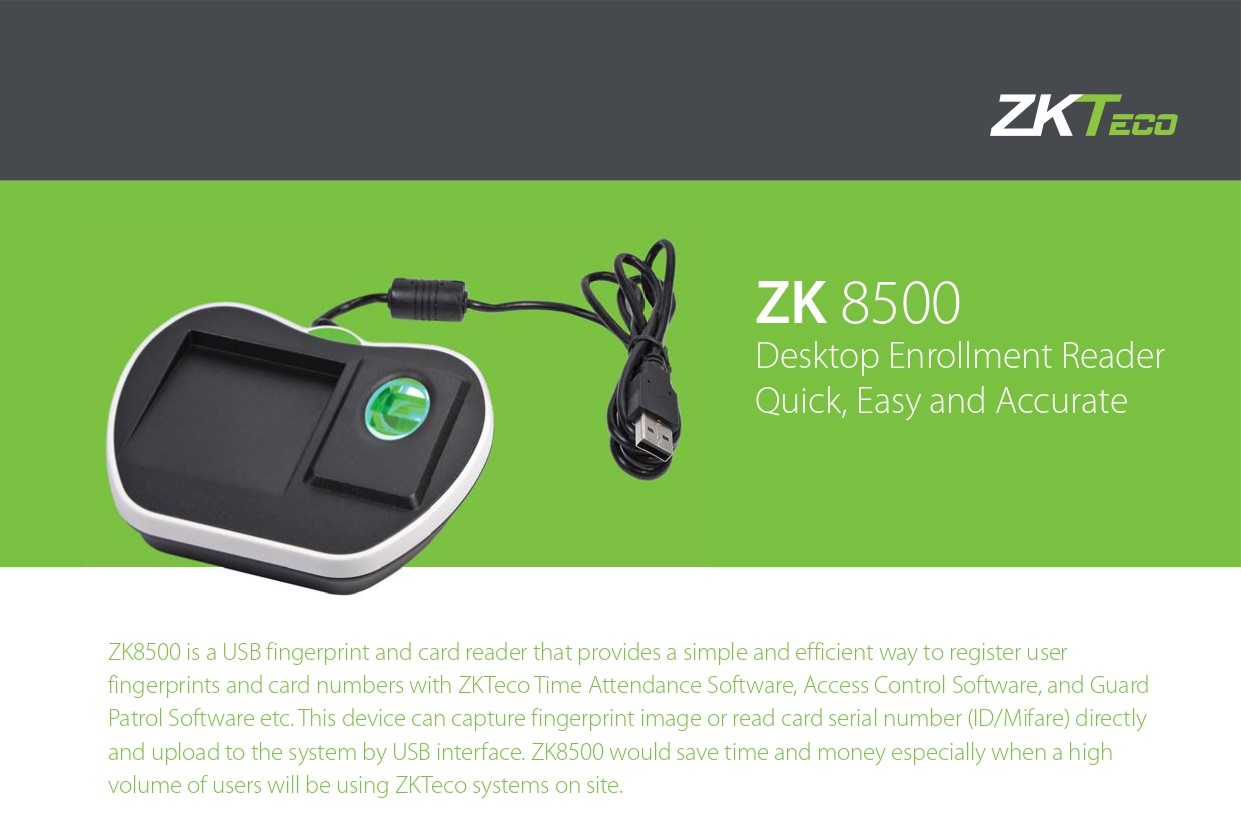ZKTeco USB Enrollment use Fingerprint 13.56MHz Mifare MF Card Issue ...