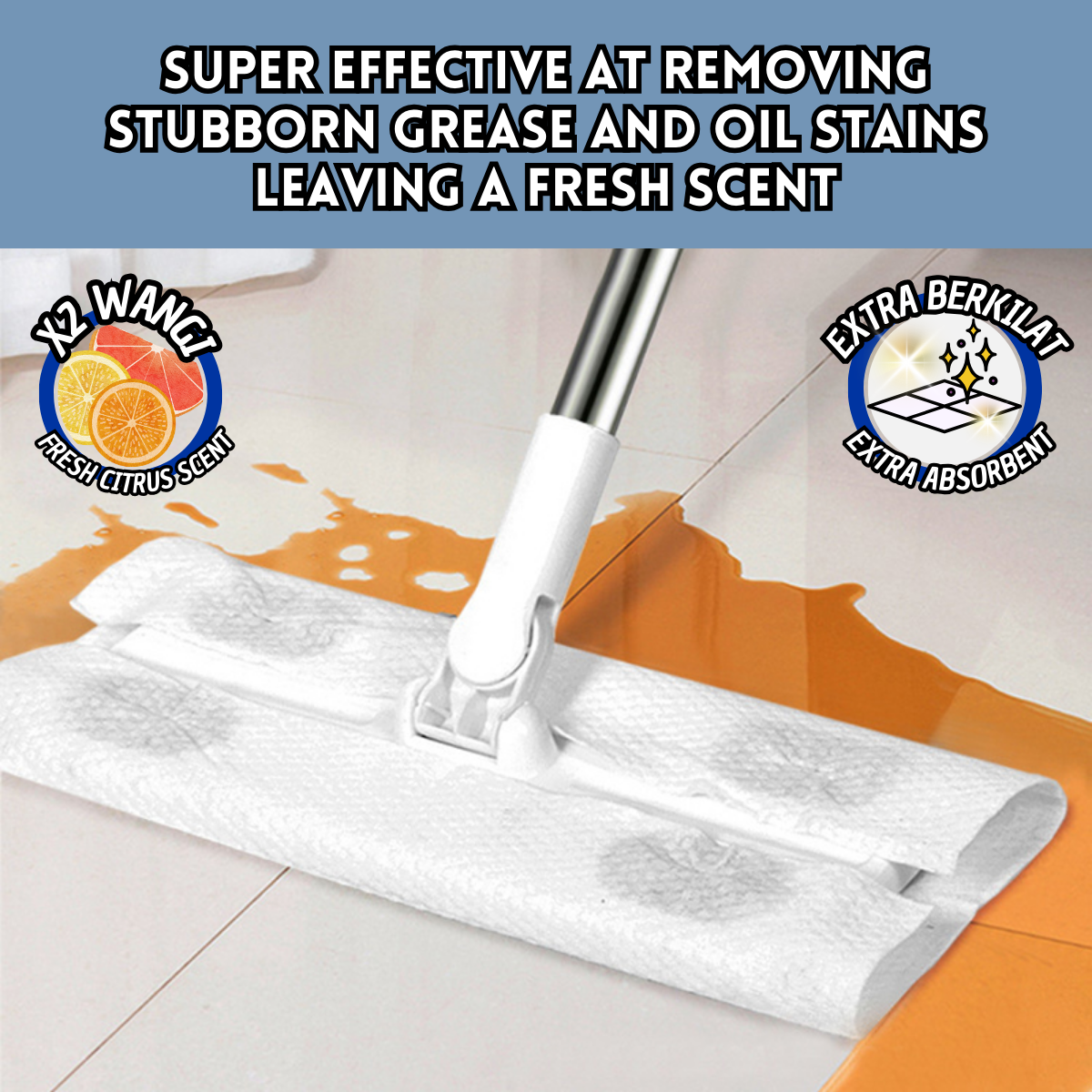 Tisu Basah Lantai Wiper Mop Lantai Penyapu Kertas Pakai Buang Kain Wet ...
