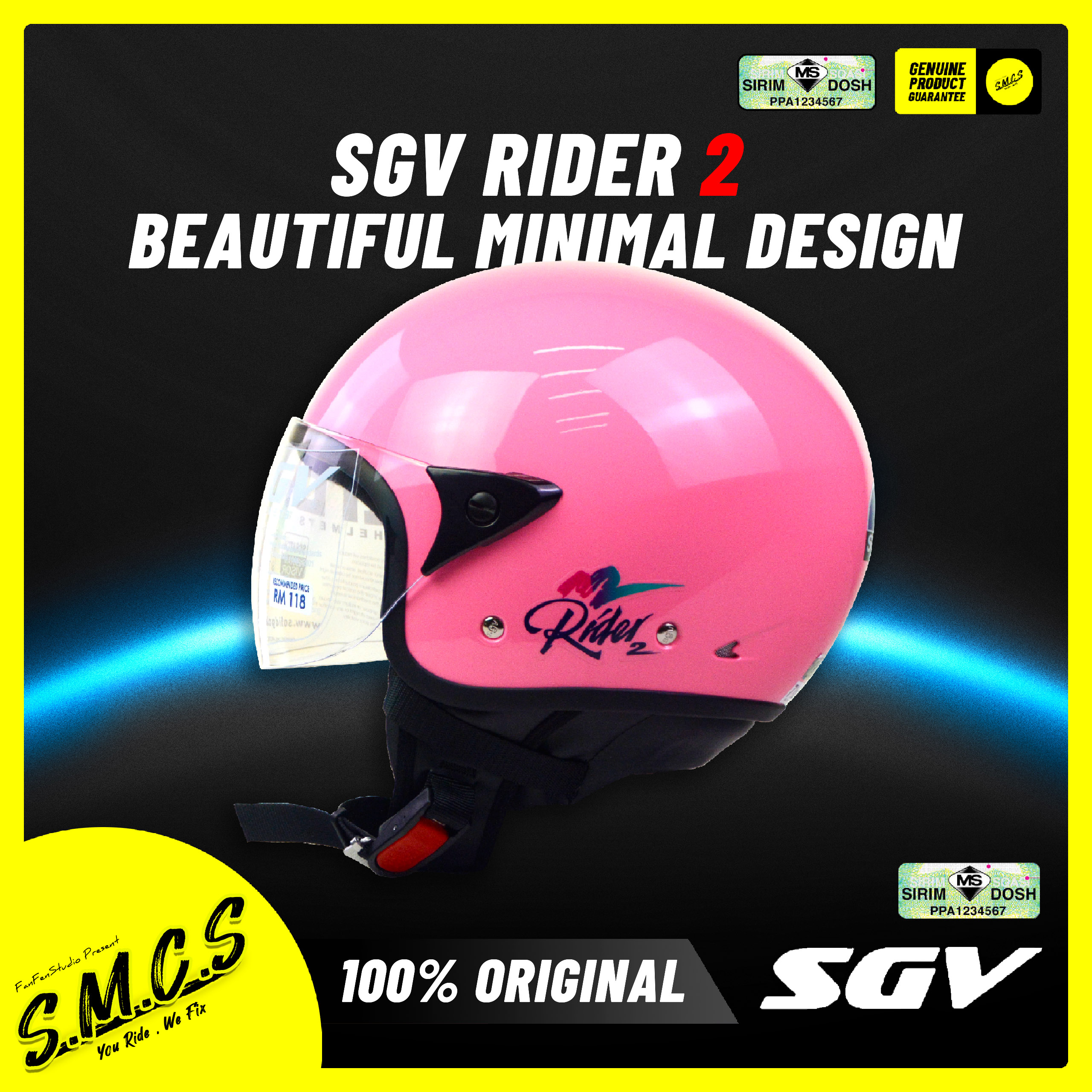 SGV Rider 2 Half Helmet 2/3 Steng Kura Helmet [NEW] 7 Colour/Warna (100 ...
