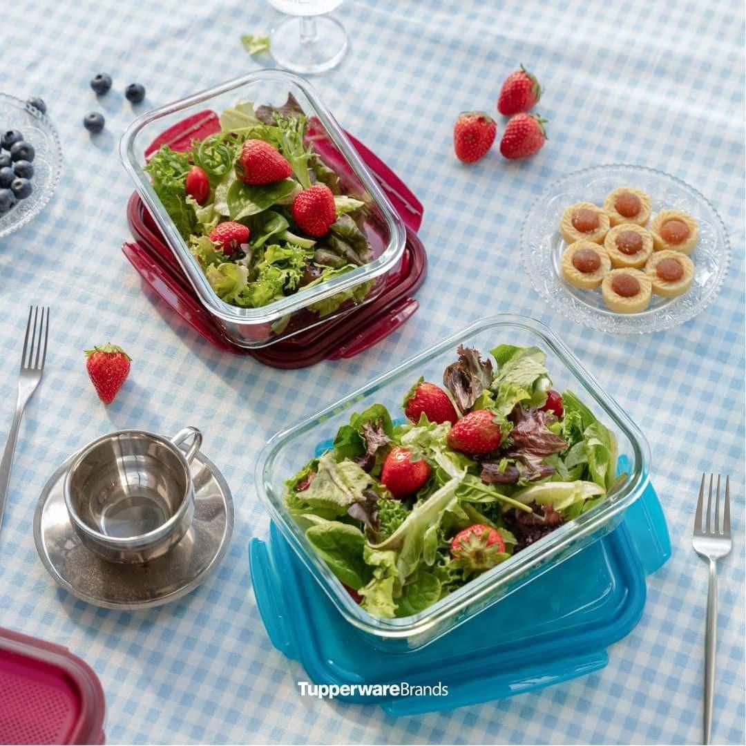 Tupperware Premia Glass Rectangular 1L/Bekal Makanan/Lunch Box(1pc ...