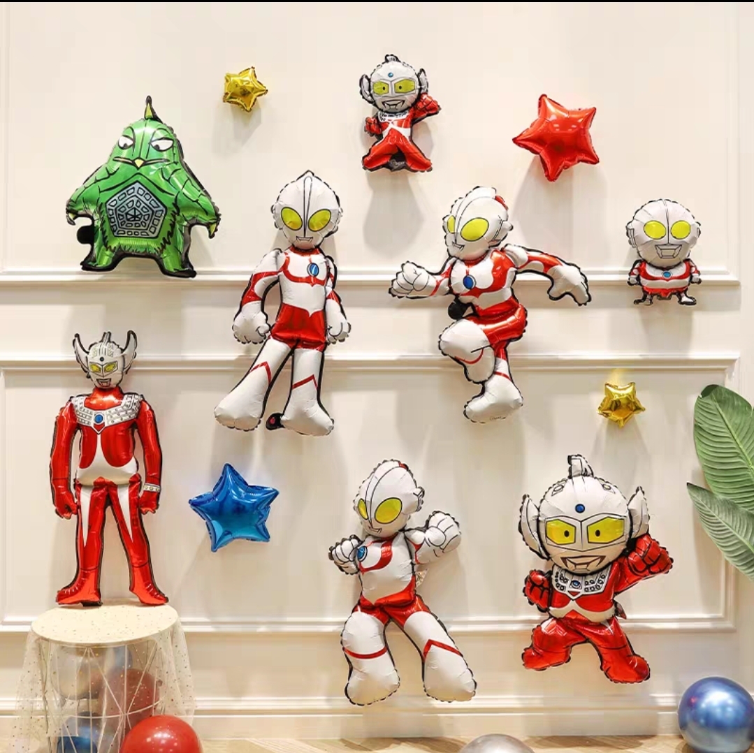 Cartoon Ultraman Happy Birthday Flag Background Decoration Wall Banners ...