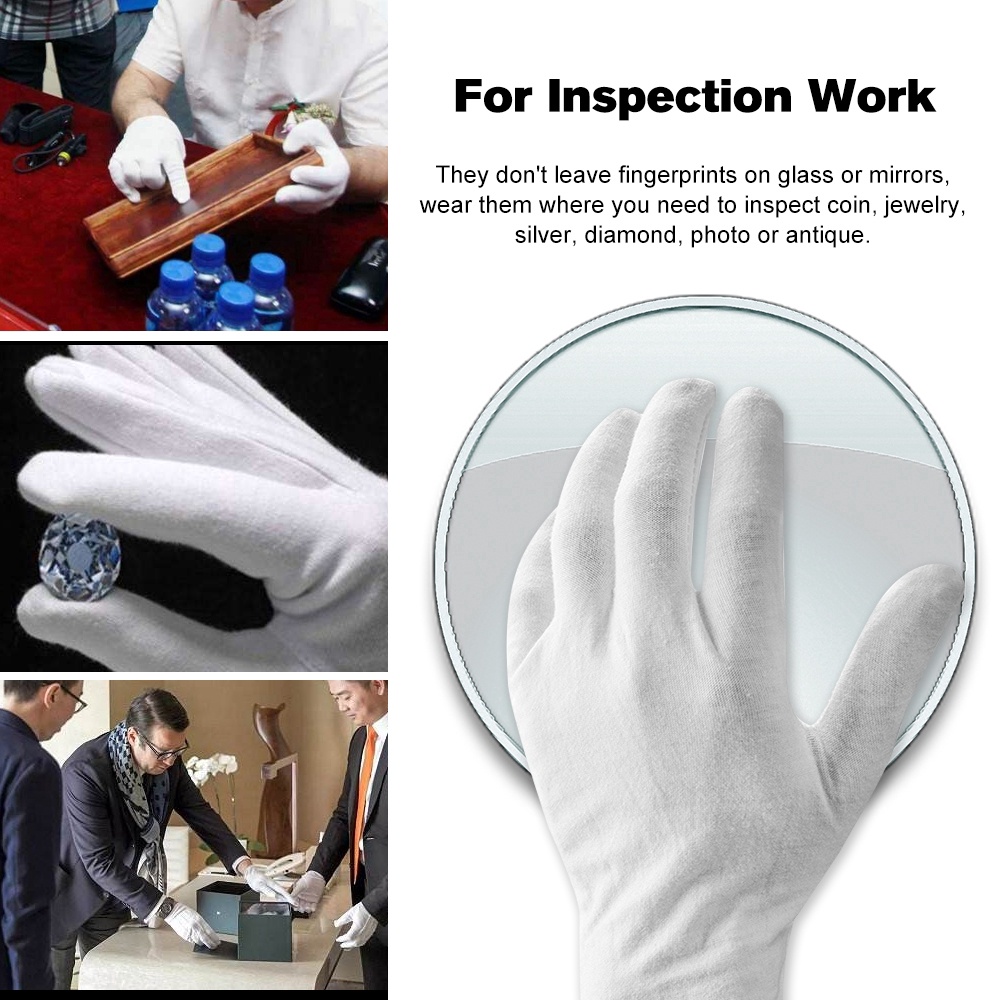 1Pair White Hand Glove Cotton Sarung Tangan Kapas Tebal Cotton for Work ...