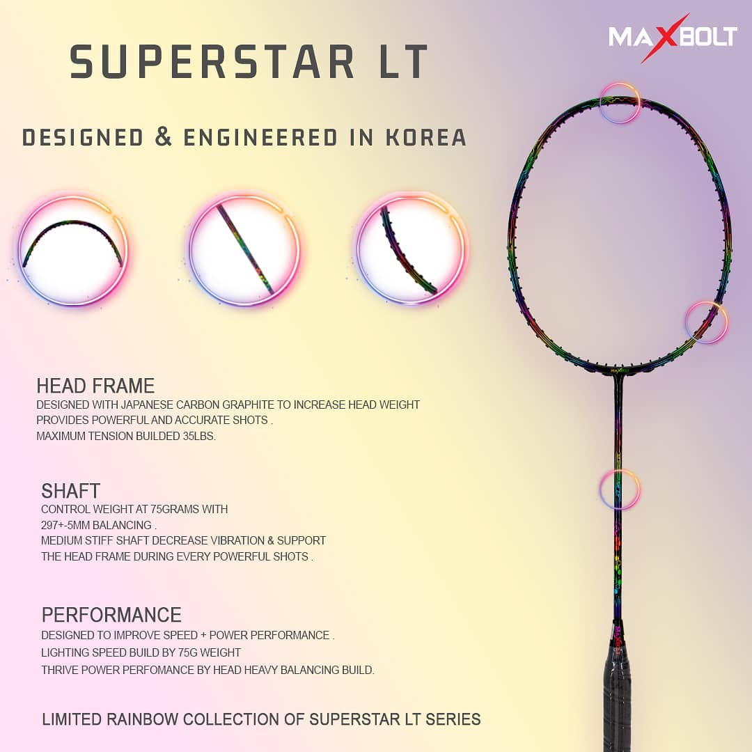 MAXBOLT SUPERSTAR LT BADMINTON RACKET ( FRAME ONLY ) | Shopee Malaysia