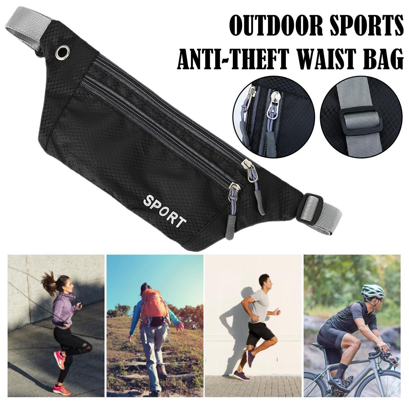 3 Zipper Pockets Waist Bag Waterproof Running Jogging Sports Waist ...