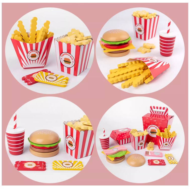 Fast Food Toy Set Pizza Burger Sandwich Food Role Play Toys Pretend ...