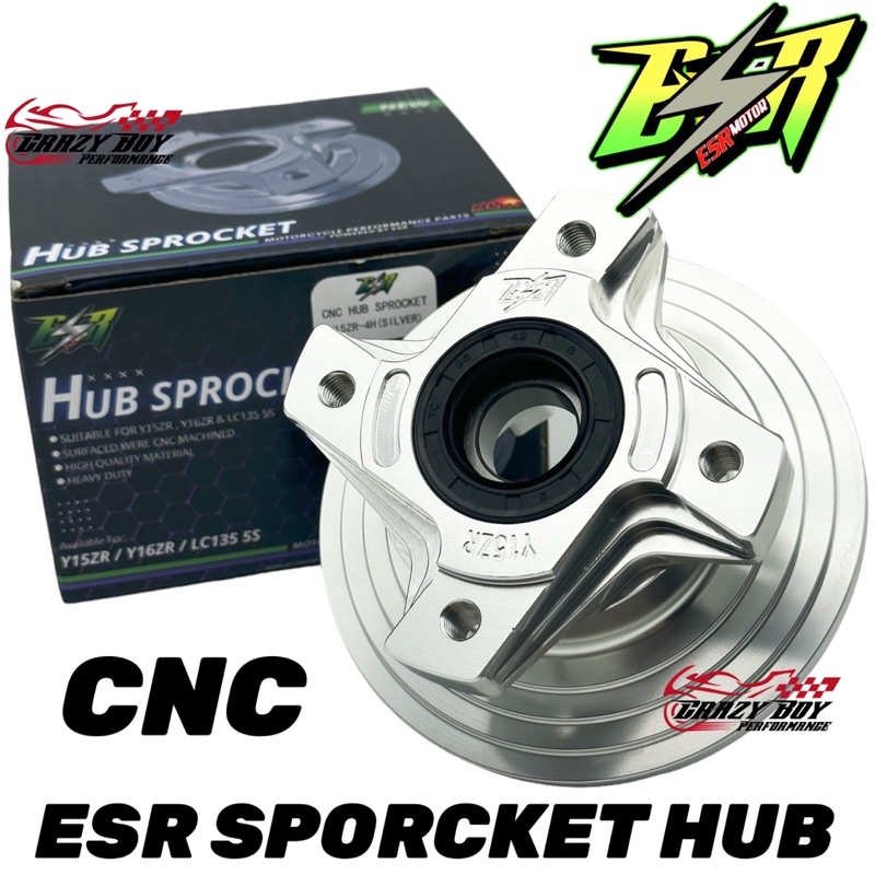 ESR SPROCKET HUB CNC ALLOY 4H (SILVER) Y15ZR/Y16ZR/LC135 5S FREE ...