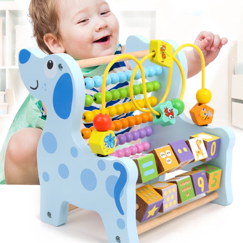 Bilingual Bead Maze Toy for Toddlers Wooden Colourful Roller Coaster ...