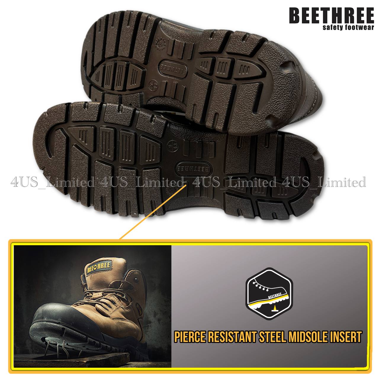 BEETHREE BT-8700 Laces-Up 4.5" Low Cut Safety Shoes (Sirim&Dosh) Kasut ...