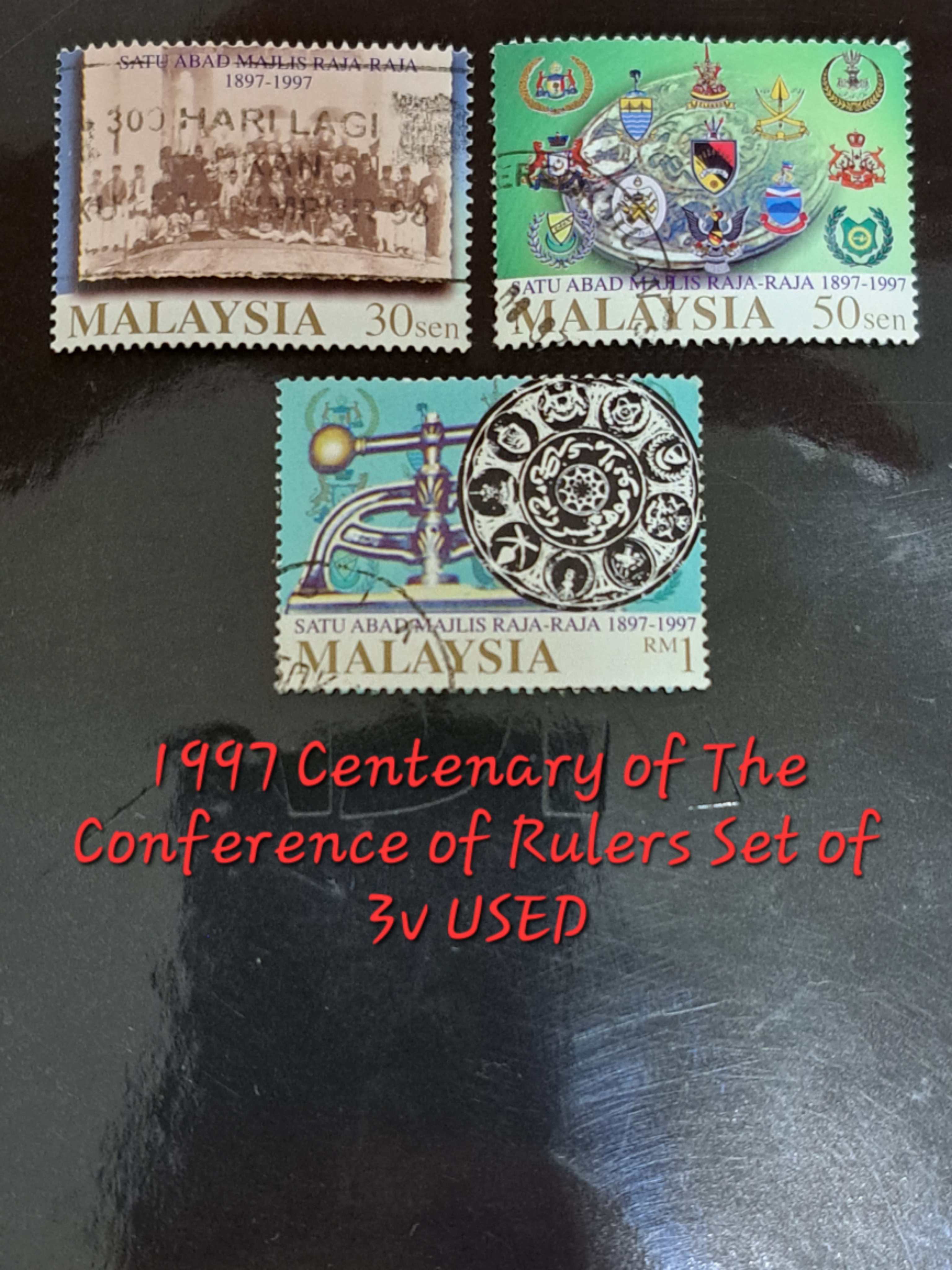 1997 Malaysia Setem Stamps Centenary of The Conference of Rulers Complete Set of 3v USED ...