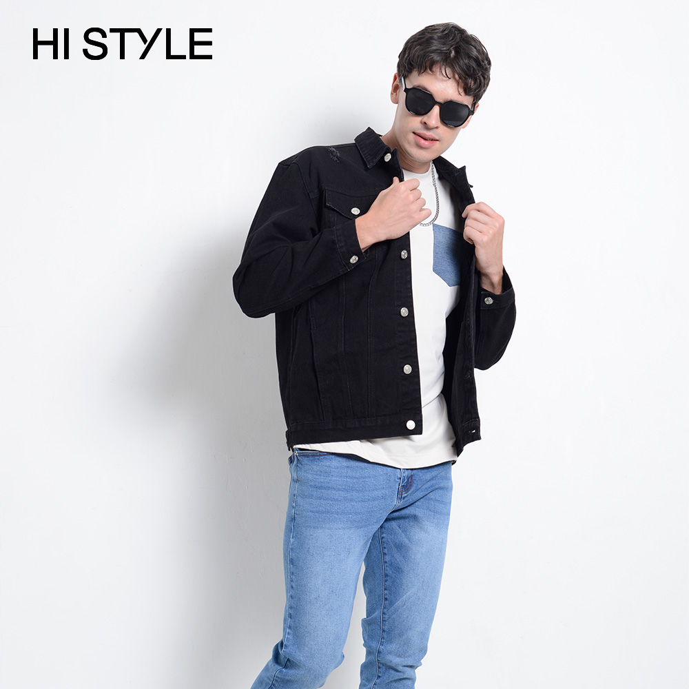HI STYLE Men Denim Jacket - Black - HSI310119 / Jaket Jeans Lelaki ...