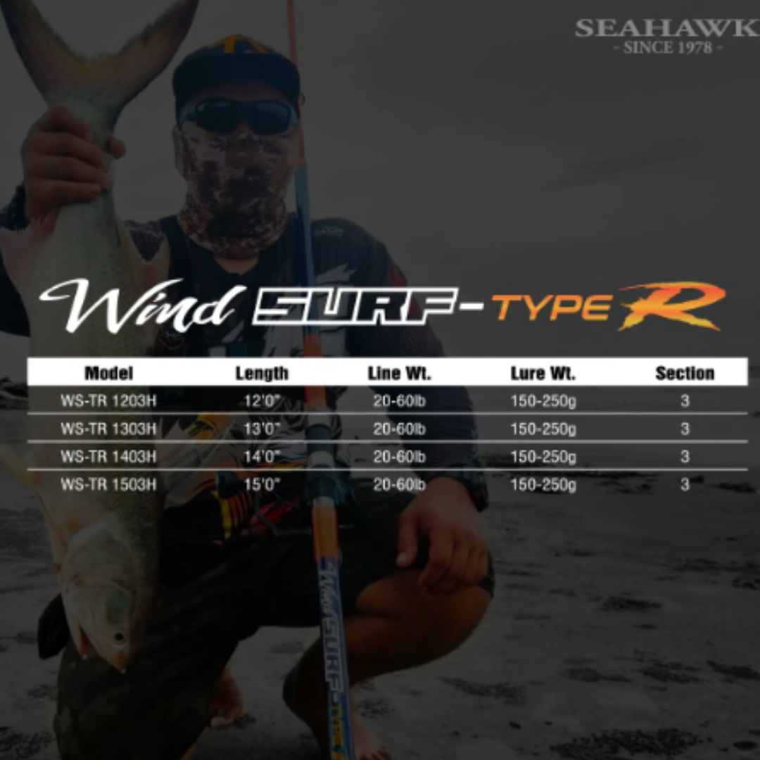 Seahawk Windsurf Type R Spinning Surf Casting Fishing Rod with Free ...