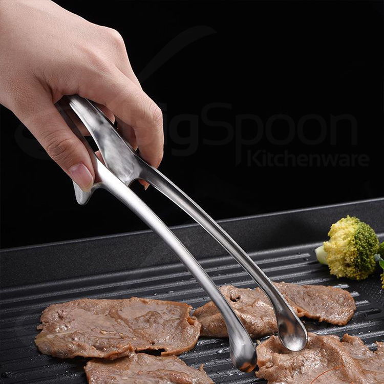 BIGSPOON 20cm Stainless Steel Food Tong | Korean BBQ Food Tong Tweezer ...