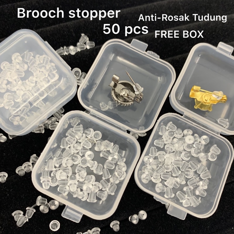 Elegant Brooch [Free BOX] Brooch Stopper Silicone Rubber Anti-Rosak ...