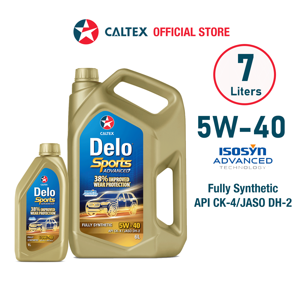 Caltex Delo Sports Fully Synthetic Advance 5W40 CK4 (7 Liters) Diesel ...