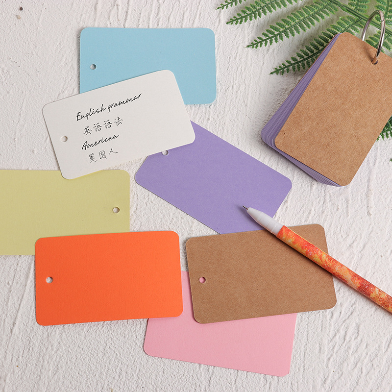 Portable Colourful Plain Hard Cover Memo Flash Cards Metal Ring Blank ...