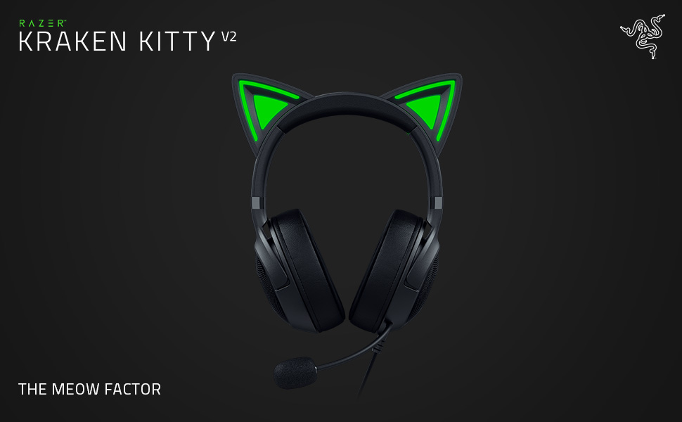 Razer Kraken Kitty V2 Wired / Wireless BT RGB Gaming Headset with Kitty ...