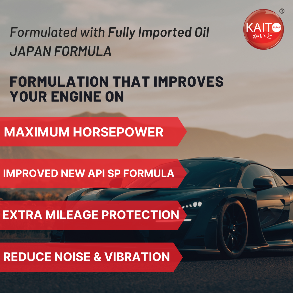 Kaito Japan 10W-40 Semi Synthetic Engine Oil SP/CF (4L x 6 Bottles ...