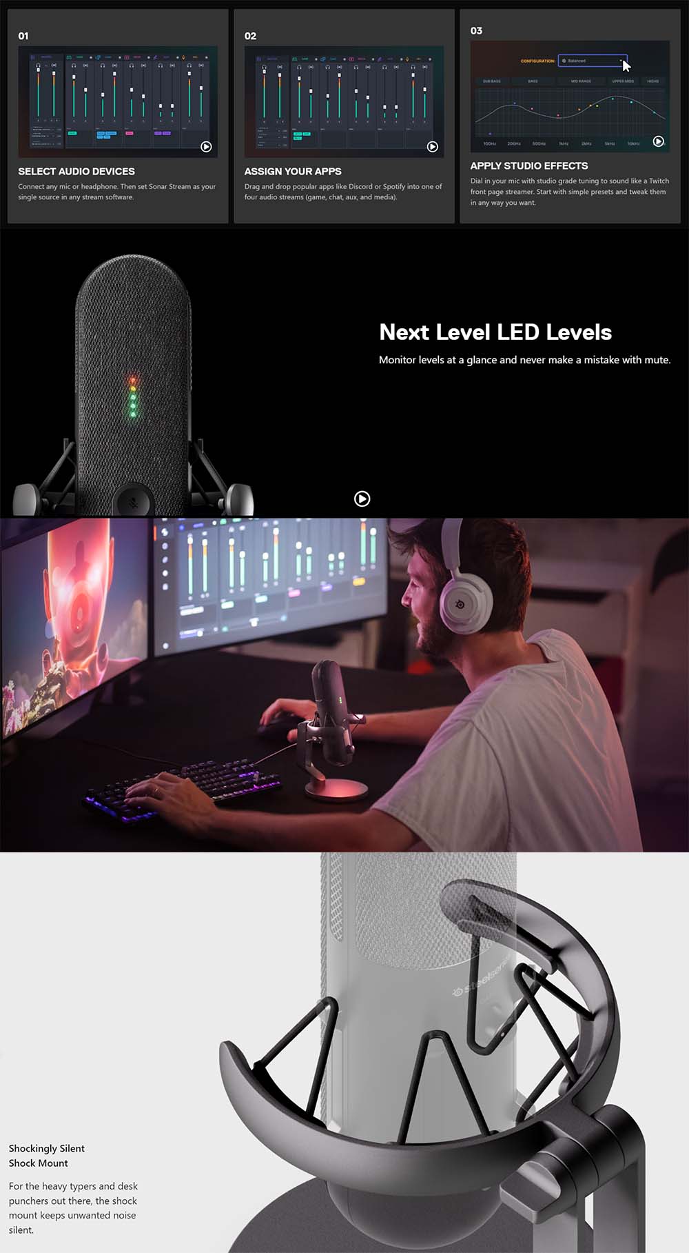 SteelSeries Alias USB-C Condenser RGB LED Level Mic Gaming Microphone ...