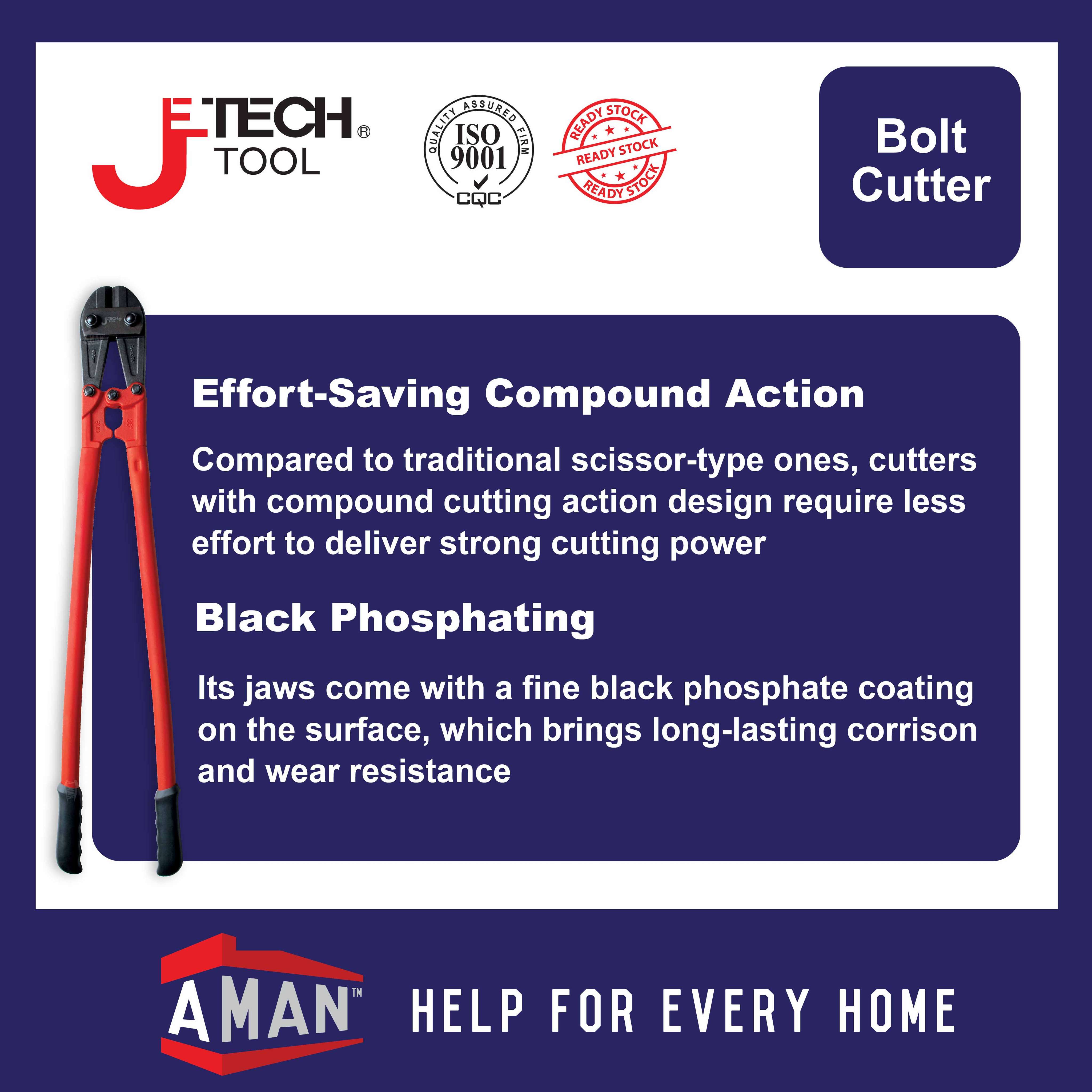 JETECH 42" Bolt Cutter Heavy Duty Bolt Rubber Handle Bolt Clipper Cut ...