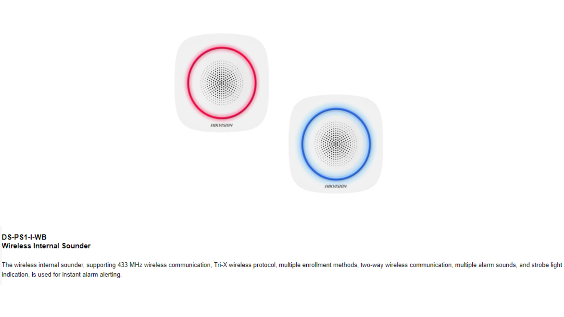 Hikvision Wireless AX PRO Wireless Alarm 433MHz Indoor Siren 110dB LED ...