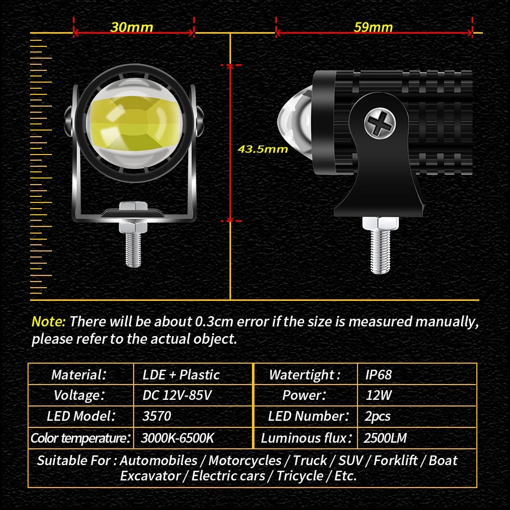 X3 Spotlight Mini Head Lamp Led Laser Light Motor Scooter ADV150 ADV160 MT15 MT25 Versys TRACER ...
