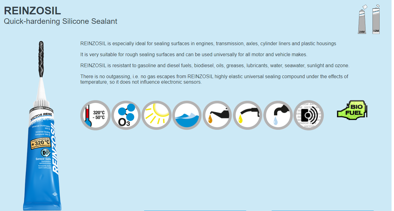 100% Original Gasket Gum Reinzosil 320°c & Sensor Safe Victor Reinz 70ml Sealing Silicone ...