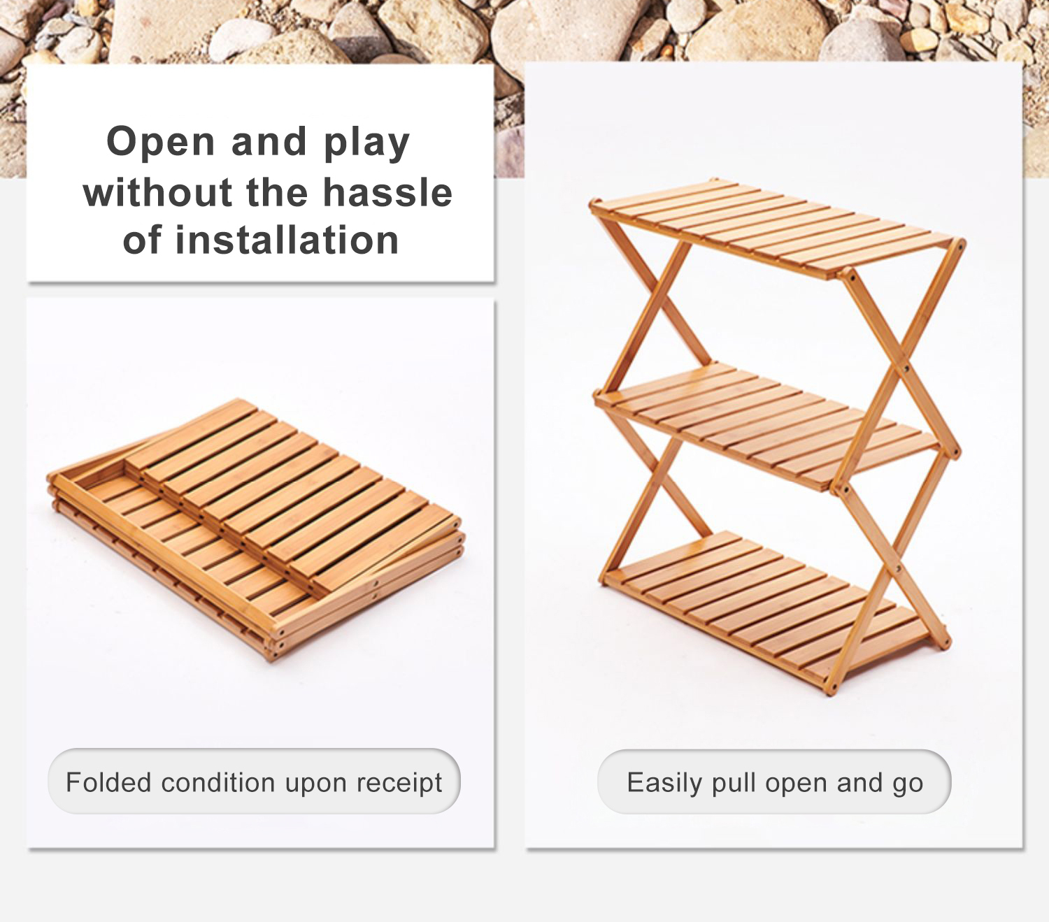 Outdoor Camping rack Multilayer Foldable Wood Shelf Portable Picnic ...