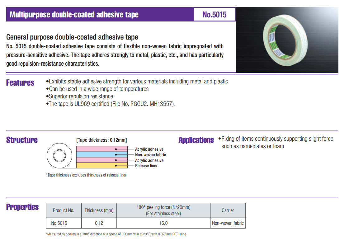 NITTO No.5015 15mm x 20meter Multipurpose double-coated adhesive tape ...