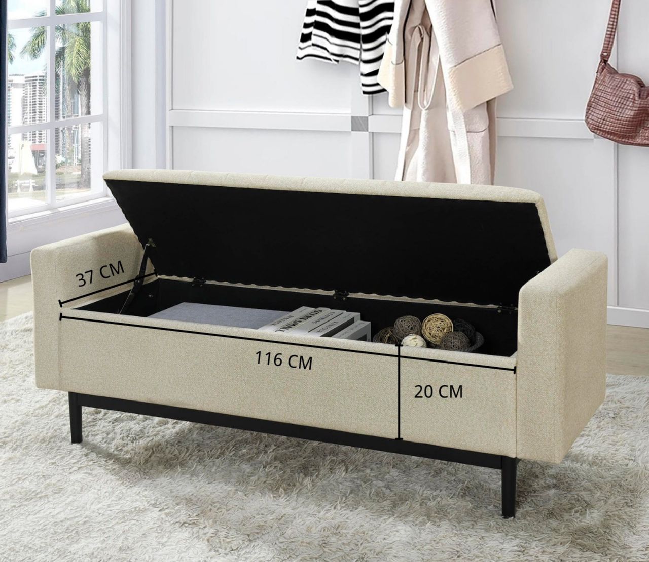 **READY STOCK** CHF ELLA Storage Bench Chair With Metal Leg color ...