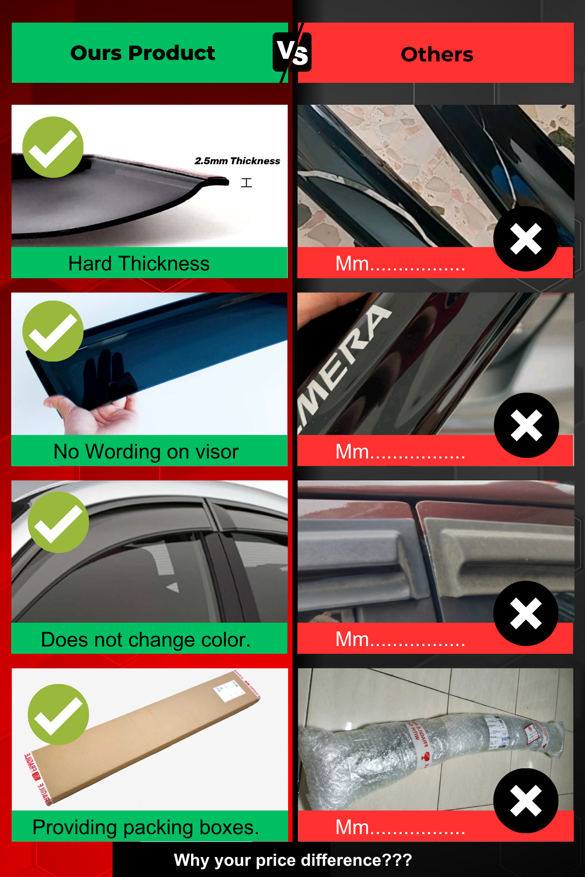 Honda BRV Door Visor 4 Inch Width 2.5mm Thickness Door Window Visor OEM ...