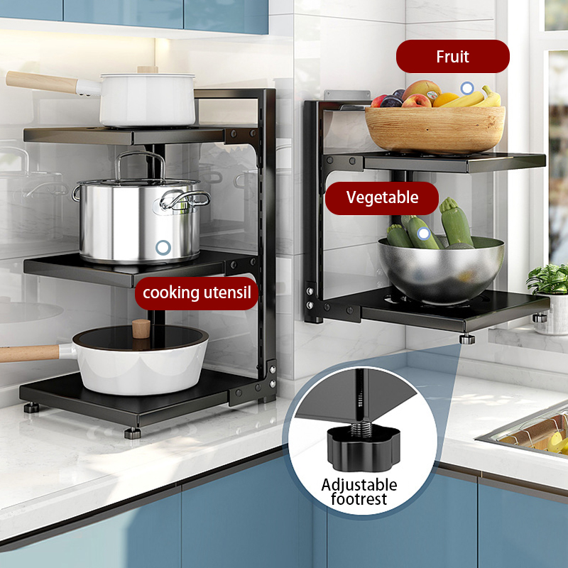 In Stock Kitchen Rack Pot Rack 2-4 Tiers Stainless Steel Adjustable Pot ...