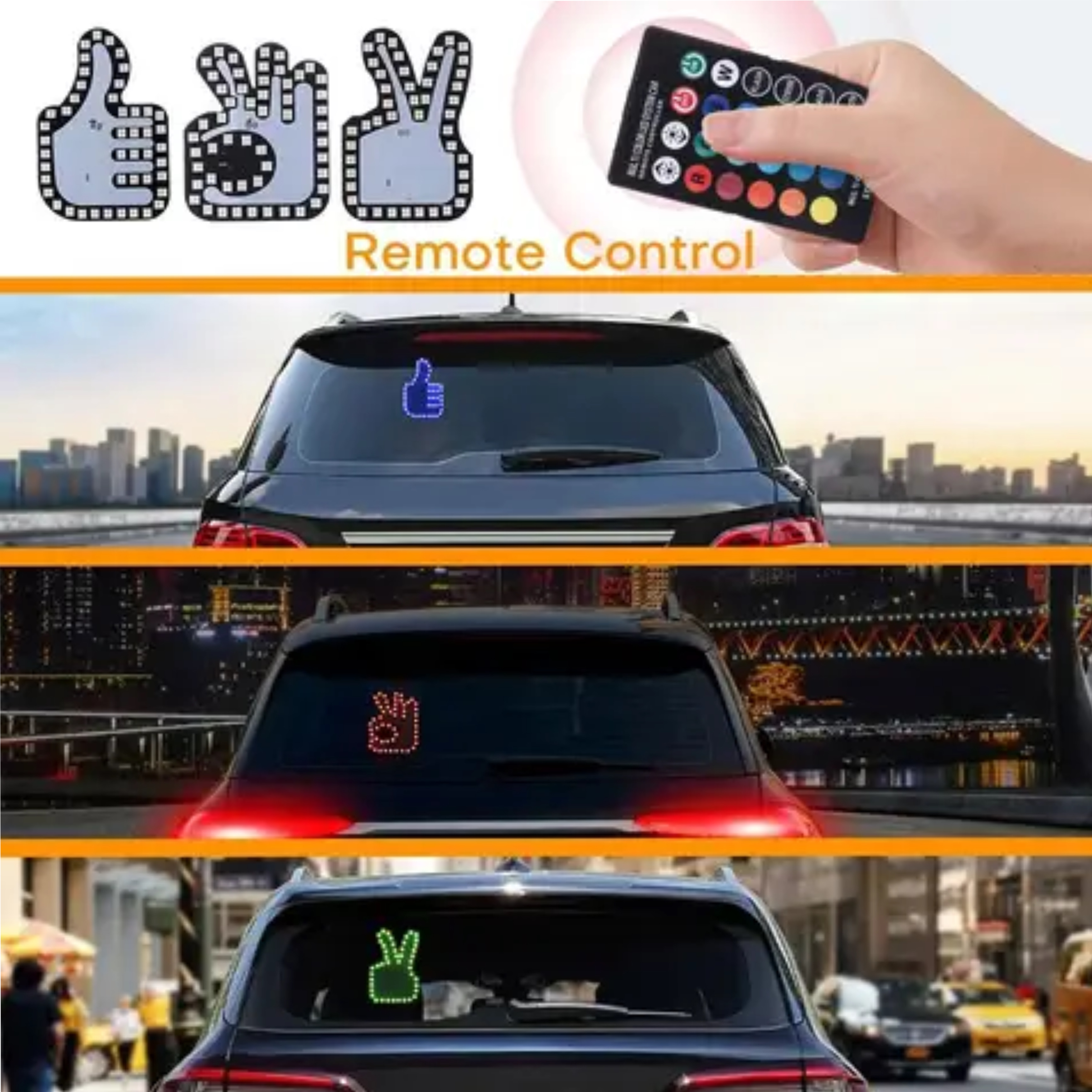 Car Led Light Middle Finger Light Funny Road Rage Signs Led Display On ...