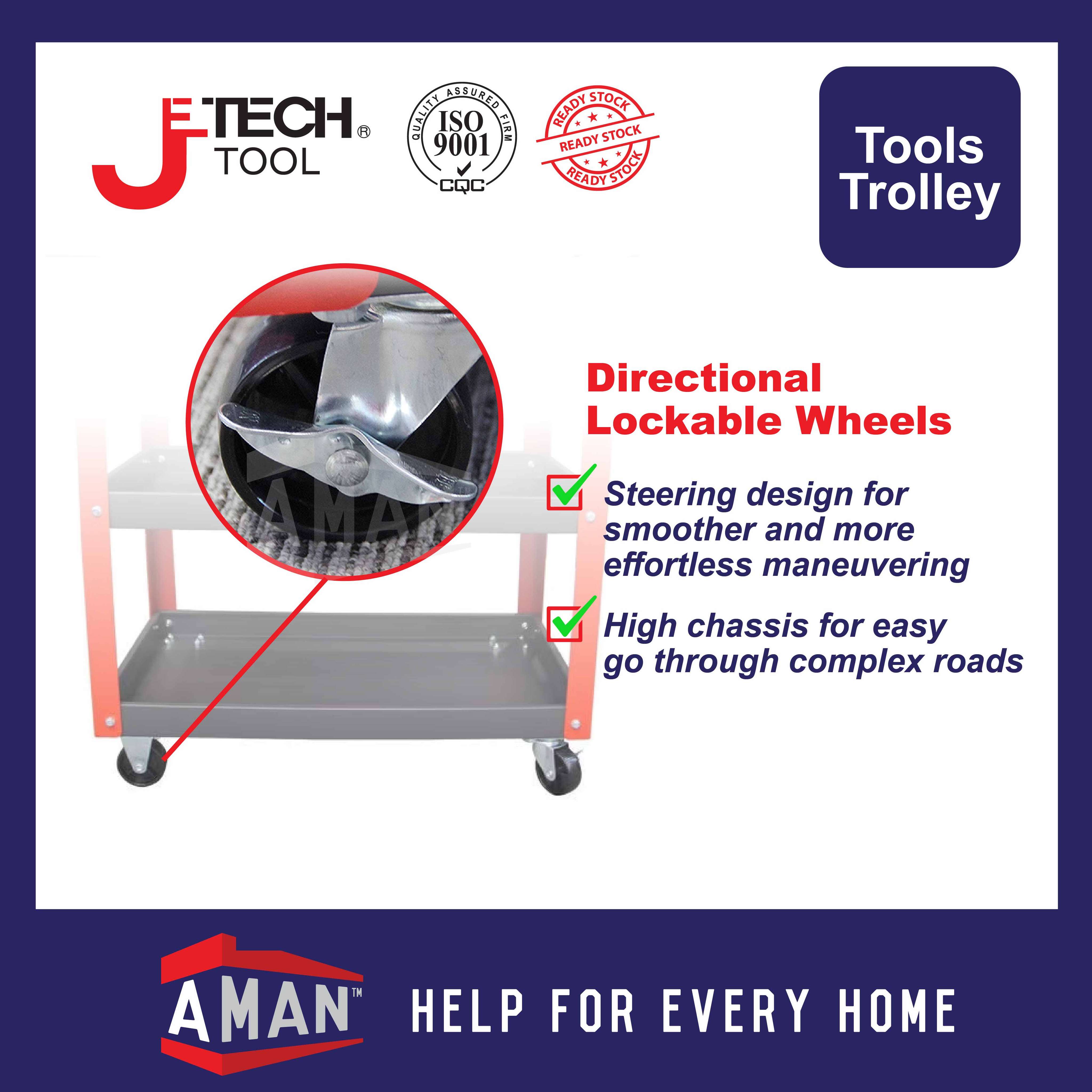 JETECH 3 Layer Metal Tool Trolley Cabinet With Lockable Wheel Tool ...