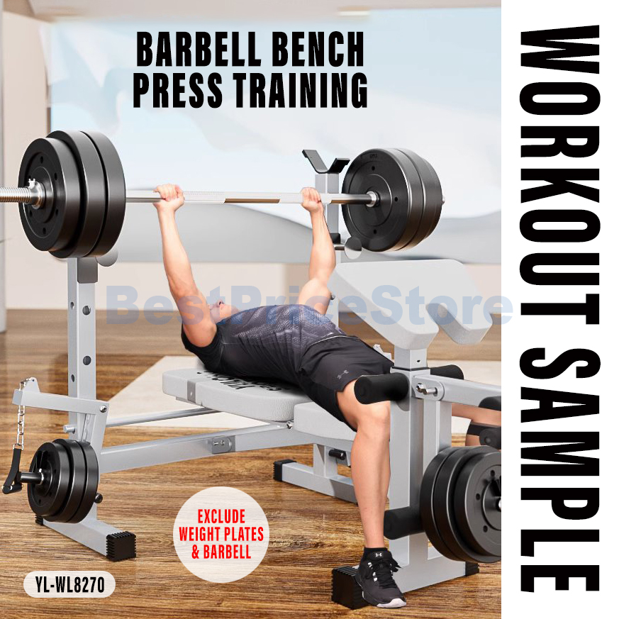 BPS UPGRADED MODEL Foldable Weightlifting Bench With Pull Lat Squat ...