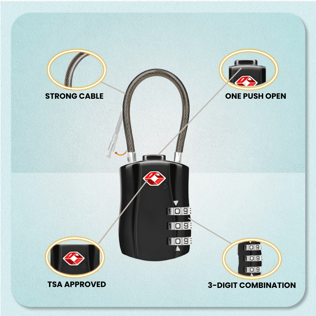 HH Wire TSA Digits Travel Luggage Number Password Small Pad Lock Kunji ...