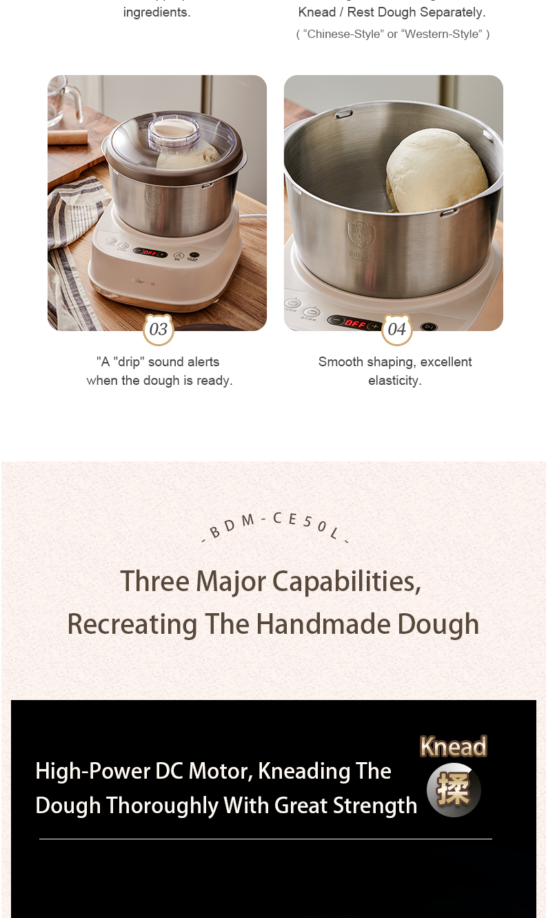 Bear Smart Dough Maker High Power Motor 2 Dough Mixing Mode (5.0L) BDM ...