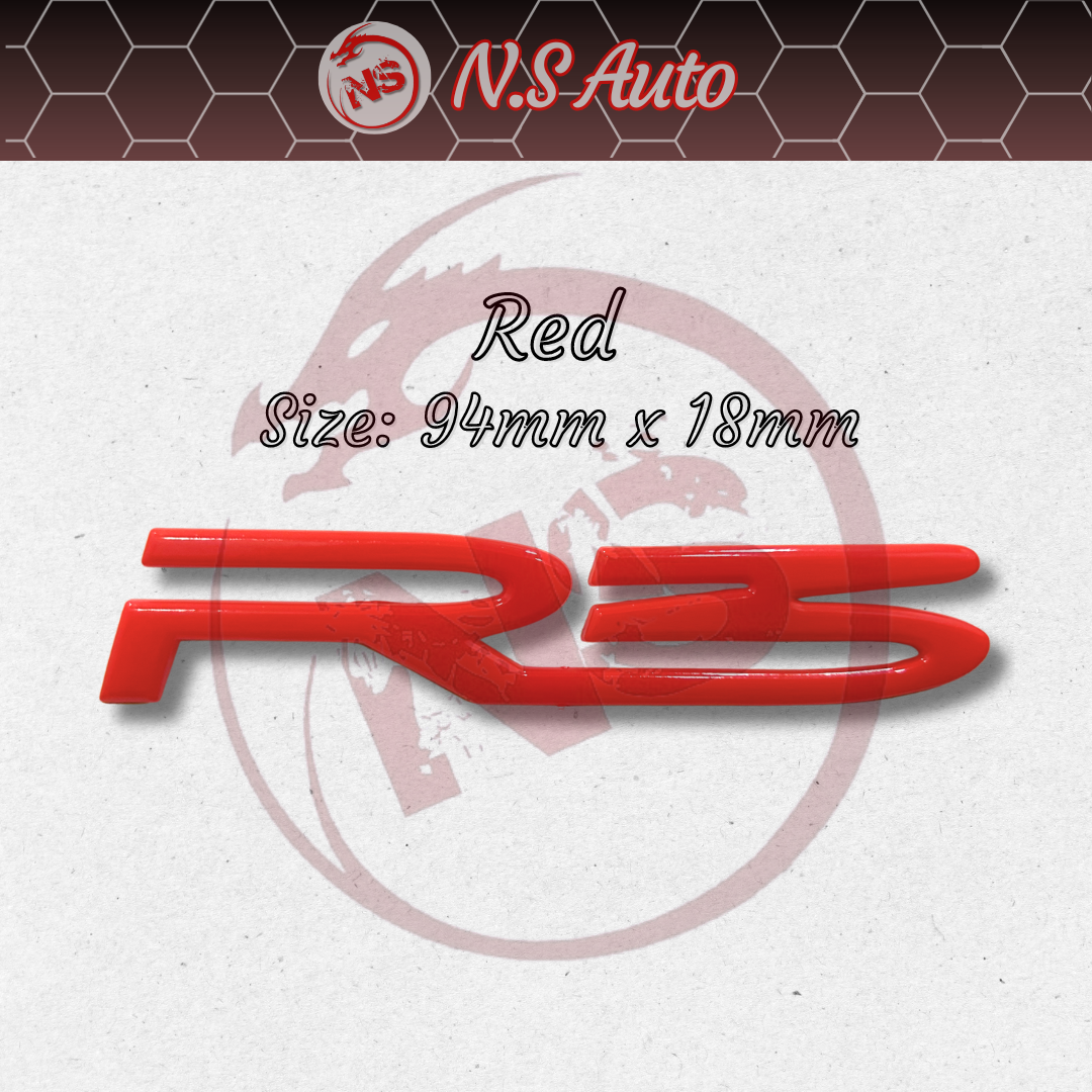 R3 Emblem Logo Chrome Red Black Yellow Silver ABS Plastic with double ...