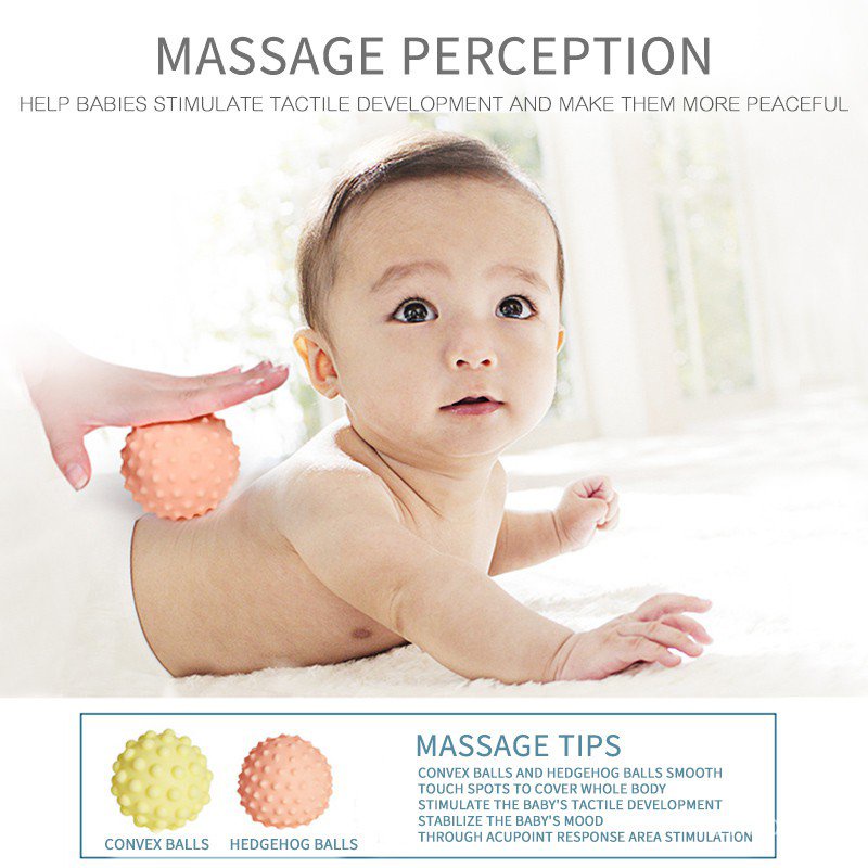 6pcs Baby Sensory Ball Toys Baby Ball Teether Soft Bell Rubber Early ...