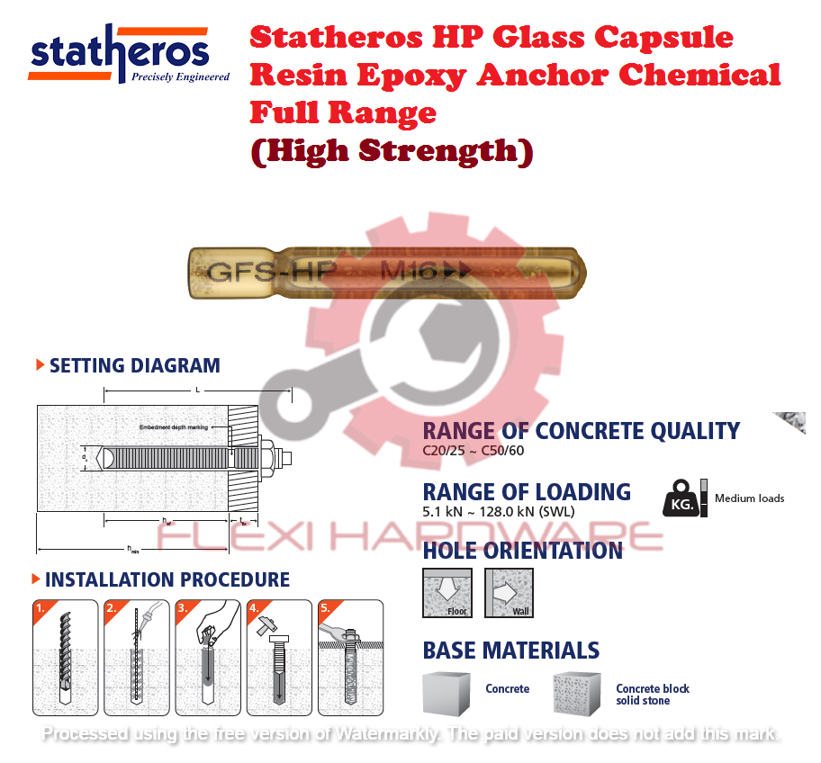 Statheros HP Glass Hammer In Capsule Epoxy Resin Chemical Anchor ...