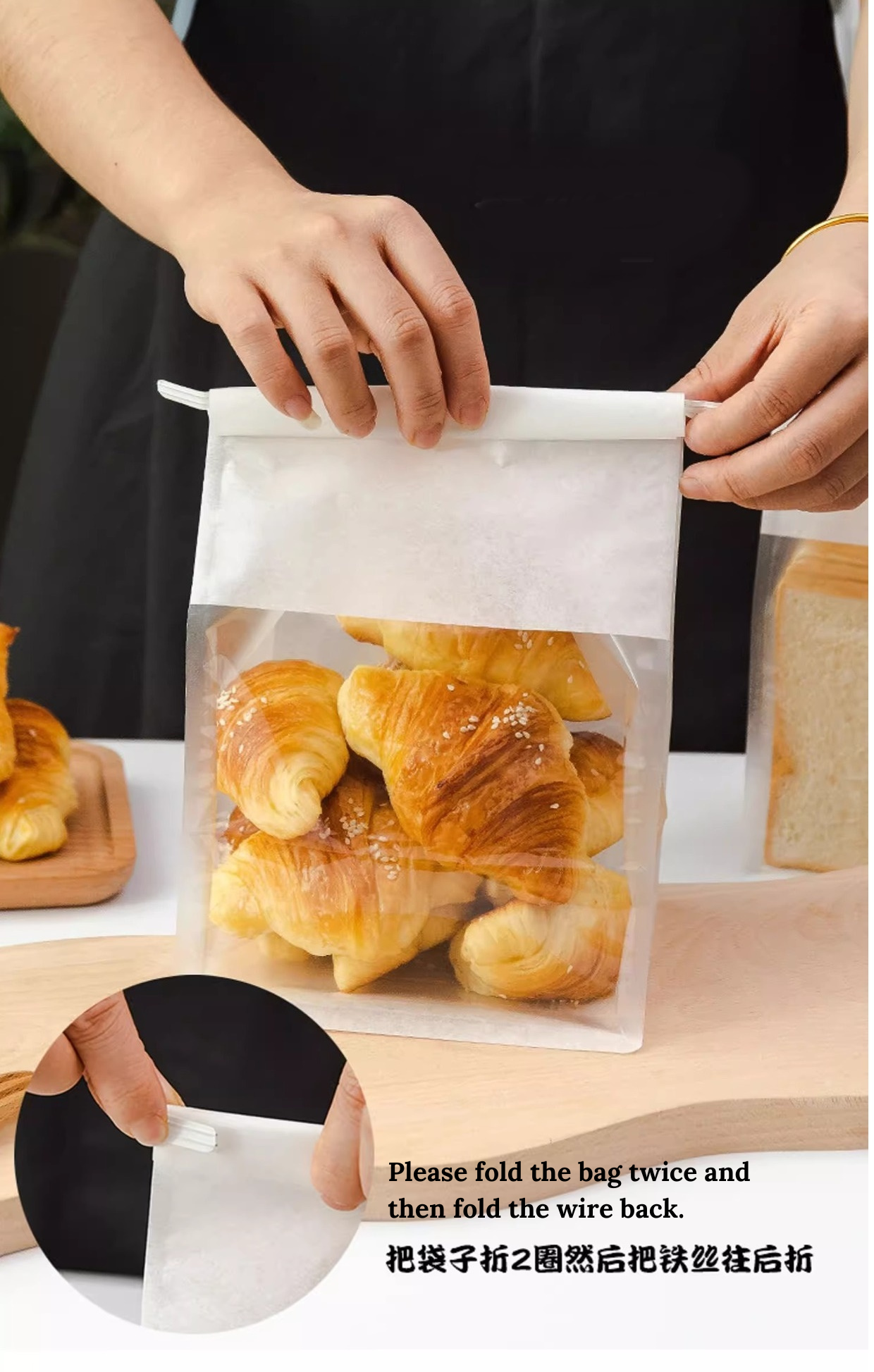 LBS • Toast Bag Transparent Paper Bag Croissant Bag Loaf Bread Bag Roti ...