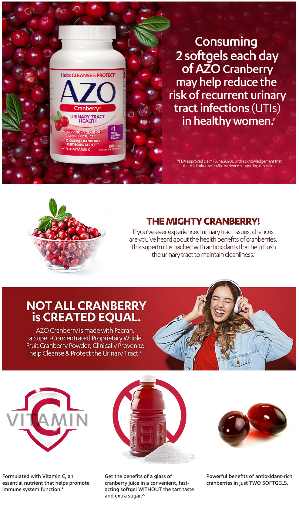AZO Cranberry Urinary Tract Health | Yeast Plus Dual Relief | Bladder ...