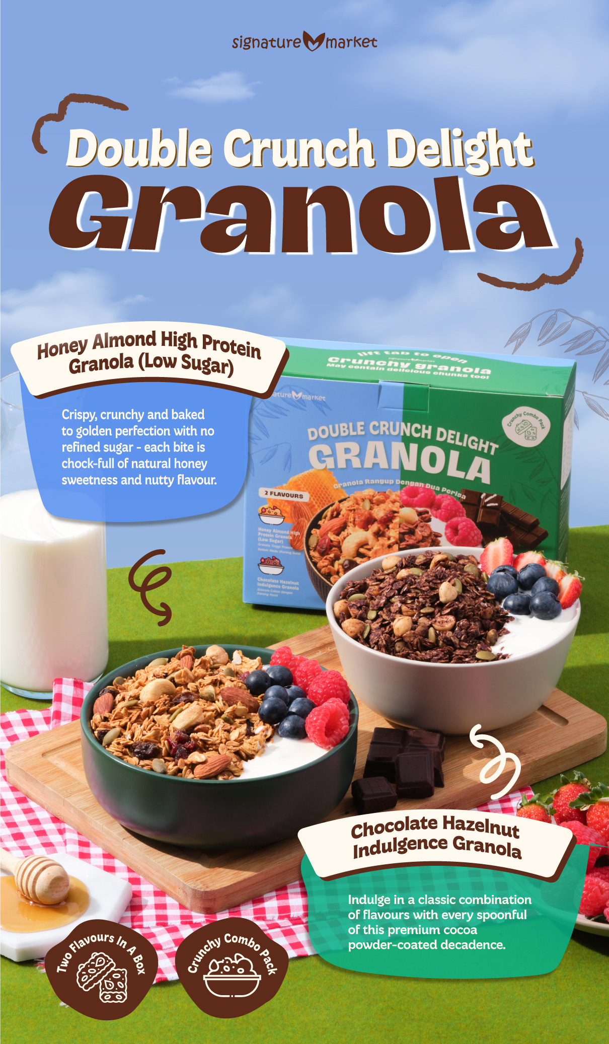 Signature Market Double Crunch Delight Granola (40g x 4 pouches ...