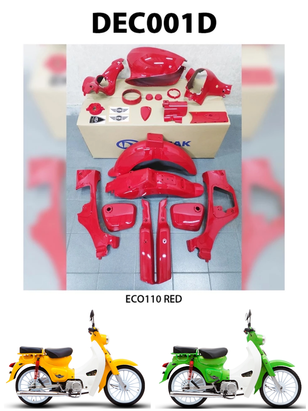 Body Cover Set DEMAK ECO110 Classic Motor Red Blue Green Yellow ECO 110 Original Demak ...