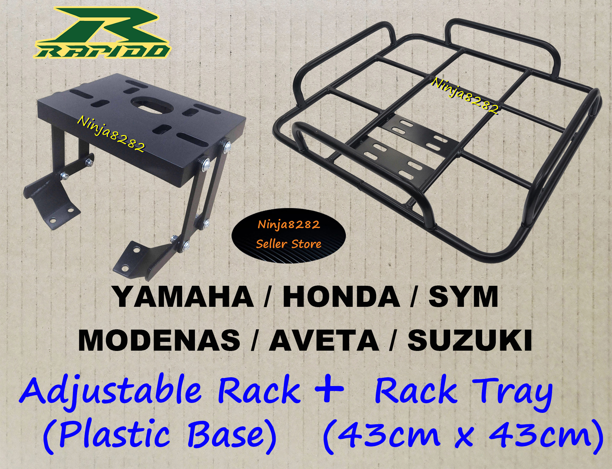 Rapido Adjustable Rack (Plastic Base) & Frame Rack Tray (43cm x 43cm ...