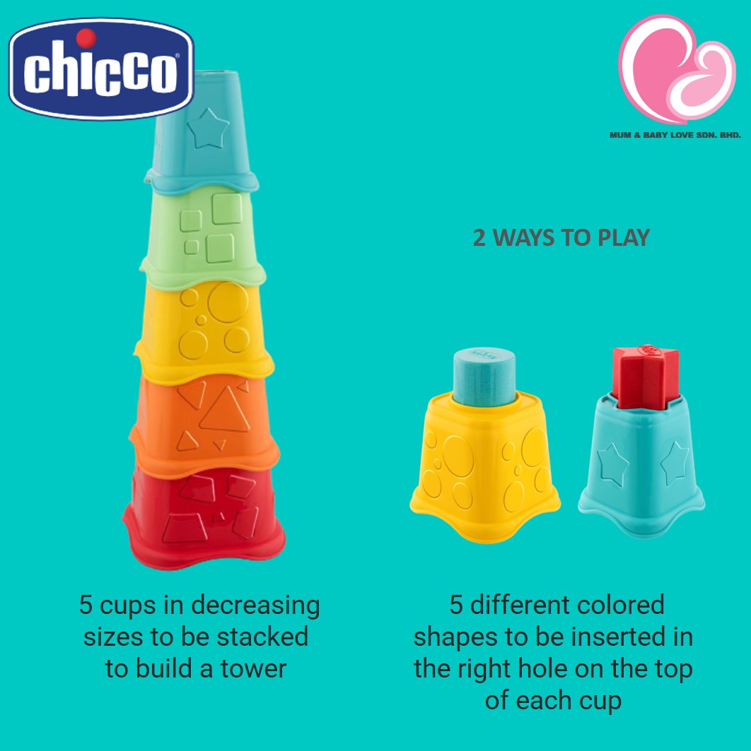 Chicco Eco+ 2 in 1 Stacking Cups / Baobab Shape Sorter (6-36 months ...